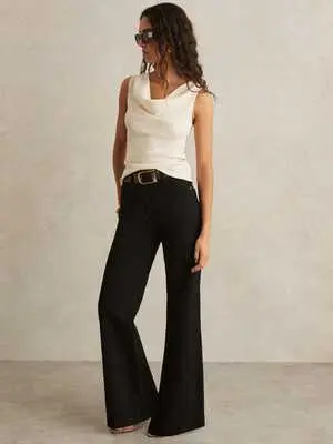 REISS Lyra Ribbed Cowl-neck Vest