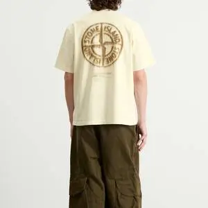 Stone Island Bleeding Numbers Compass Print T-shirt - Ivory