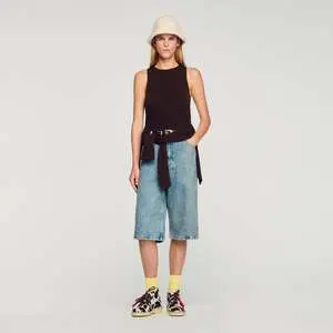 Sandro Sandro Wool Fine Knit Sleeveless Vest Chocolate