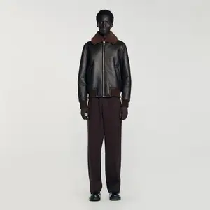 Sandro Reversed Leather Jacket - Chocolate
