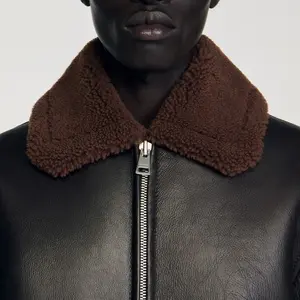 Sandro Reversed Leather Jacket - Chocolate