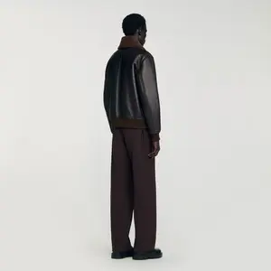 Sandro Reversed Leather Jacket - Chocolate