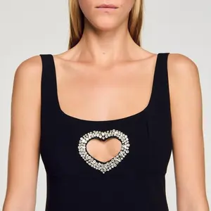 Sandro Rhinestone Heart Maxi Dress