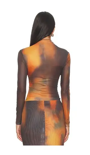 BY.DYLN Ruched Sheer Mesh Top