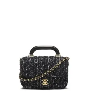 Chanel Mini Flap Bag With Top Handle - Black & White