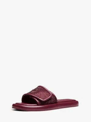 Michael Kors Suki Embellished Slide Sandal - Red
