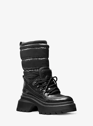 Michael Kors Shiloh Mixed-media Boots - Black
