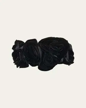 Carolina Herrera Draped Flower Appliqué Off-the-shoulder Crop Top - Black