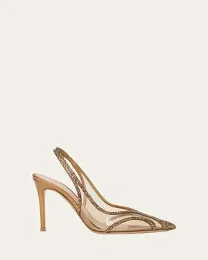 GIANVITO ROSSI Burma Embellished Slingback Pumps - Bronze
