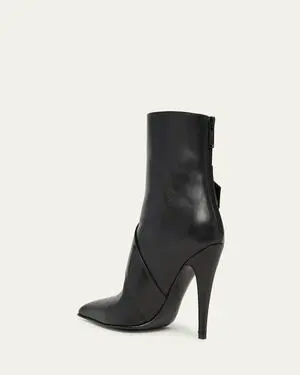Alexander McQueen Heron Buckle Leather Ankle Booties