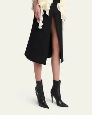 Alexander McQueen Heron Buckle Leather Ankle Booties