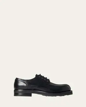 THE ROW Leather Derby Lug-sole Shoes - Black