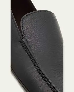 THE ROW Leo Grained Leather Slippers