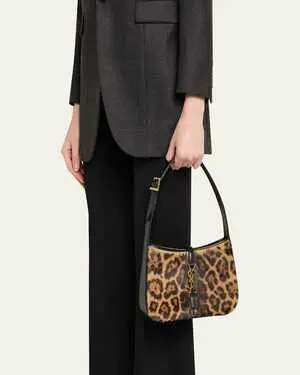 Saint Laurent Le 5 A 7 Shoulder Bag In Leopard-print Calf Hair