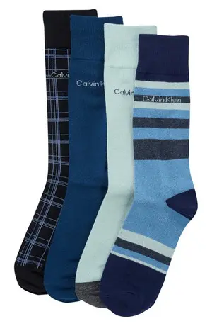 Calvin Klein 4-pack Assorted Dress Socks - Blue Multi