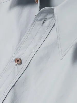 LEMAIRE Topstitched Cotton And Silk-blend Shirt - Gray