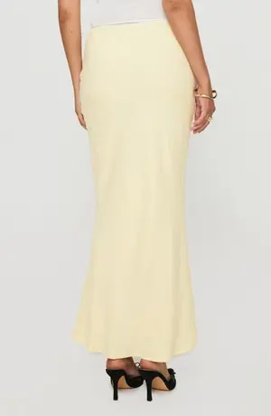 Princess Polly Mercer Linen Blend Drawstring Maxi Skirt - Lemon