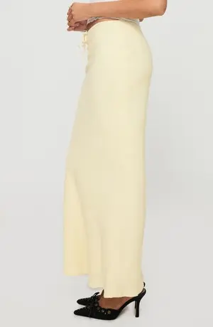 Princess Polly Mercer Linen Blend Drawstring Maxi Skirt - Lemon