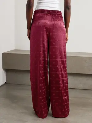 DIMA AYAD Geometric Devoré-satin Straight-leg Pants - Burgundy