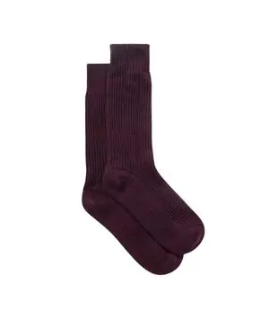 LISA YANG Zera Ribbed Cashmere Socks - Claret