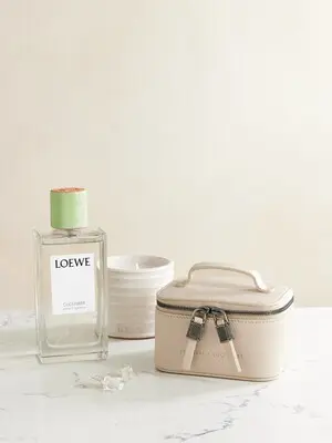 Brunello Cucinelli Bead-embellished Textured-leather Cosmetics Case - Ivory