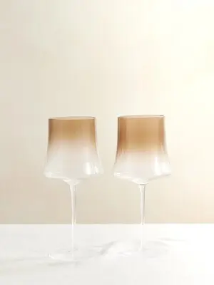 Brunello Cucinelli Set Of Two Murano Wine Glasses - Brown