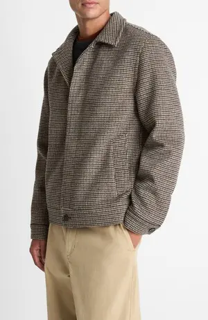 Vince Houndstooth Bomber Jacket - Dark Roast Combo