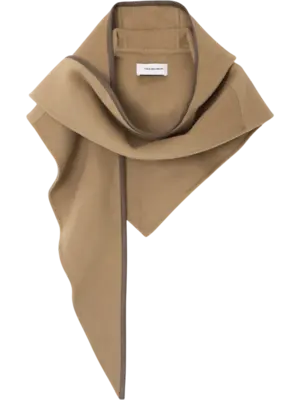 YVES SALOMON Leather-trimmed Wool And Cashmere-blend Scarf - Brown