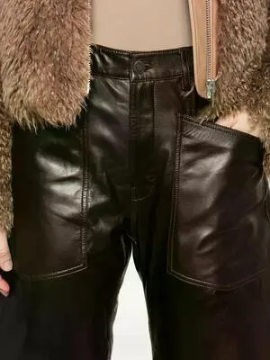 NILI LOTAN Shon Leather Barrel-leg Trousers - Brown