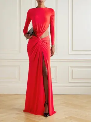 Alex Perry Open-back Twisted-front Recycled-crepe Gown