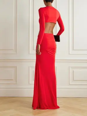 Alex Perry Open-back Twisted-front Recycled-crepe Gown
