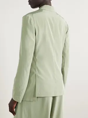 Tibi Asymmetric Crepe De Chine Blazer - Green
