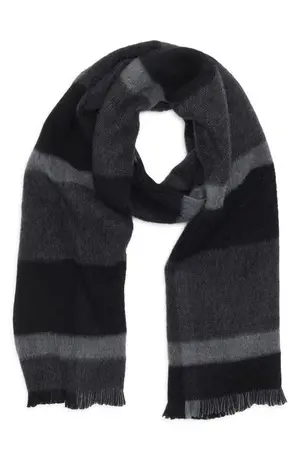 Nordstrom Exploded Plaid Merino Wool Scarf - Black
