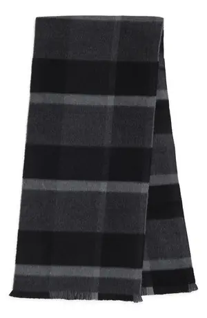 Nordstrom Exploded Plaid Merino Wool Scarf - Black