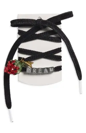 GOLDEN GOOSE Skins Strawberry Charm Shoelaces - Black