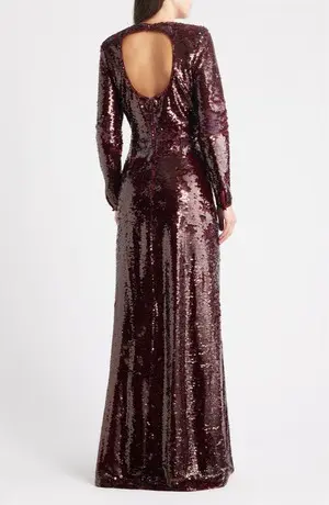Likely Sequin Long-sleeve Gown