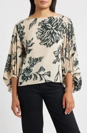 Wit & Wisdom Printed Peasant Top