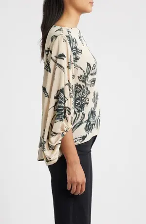 Wit & Wisdom Printed Peasant Top