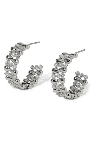 Nadri Pisa Pavé Hoop Earrings - Rhodium