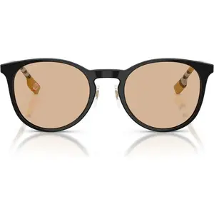 Burberry 51mm Round Frame Sunglasses - Black/light Brown