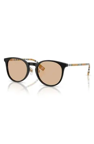 Burberry 51mm Round Frame Sunglasses - Black/light Brown