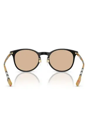 Burberry 51mm Round Frame Sunglasses - Black/light Brown
