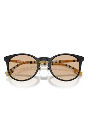 Burberry 51mm Round Frame Sunglasses - Black/light Brown