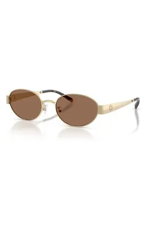 Tory Burch 54mm Oval Sunglasses - Light Gold/dark Brown
