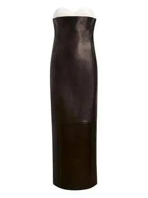 Khaite Yael Strapless Leather Maxi Dress - Black