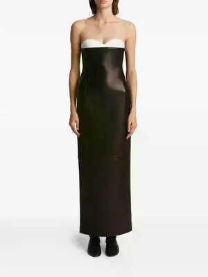 Khaite Yael Strapless Leather Maxi Dress - Black
