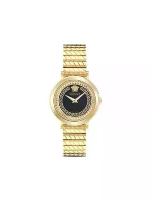 Versace Greca Key Stainless Steel Round 35mm Watch - Black