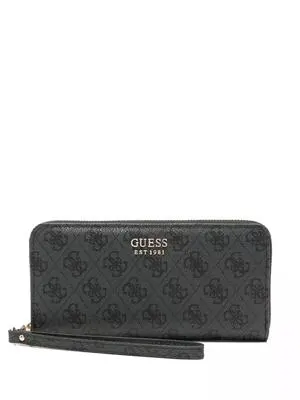 Guess Large Vikky Patterned Leather Wallet - Black