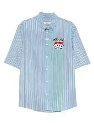 Martine Rose Striped Embroidered Shirt - Blue