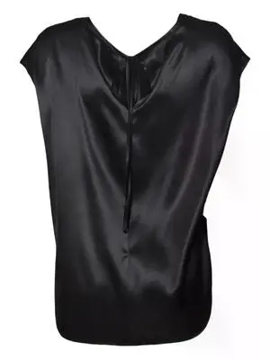 SOLOTRE Tie-detail Top - Black